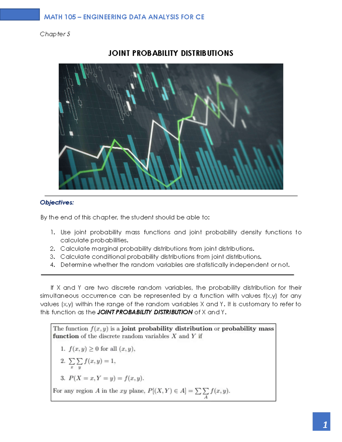 Module 5 Joint Probability Distribution Chapter 5 JOINT PROBABILITY