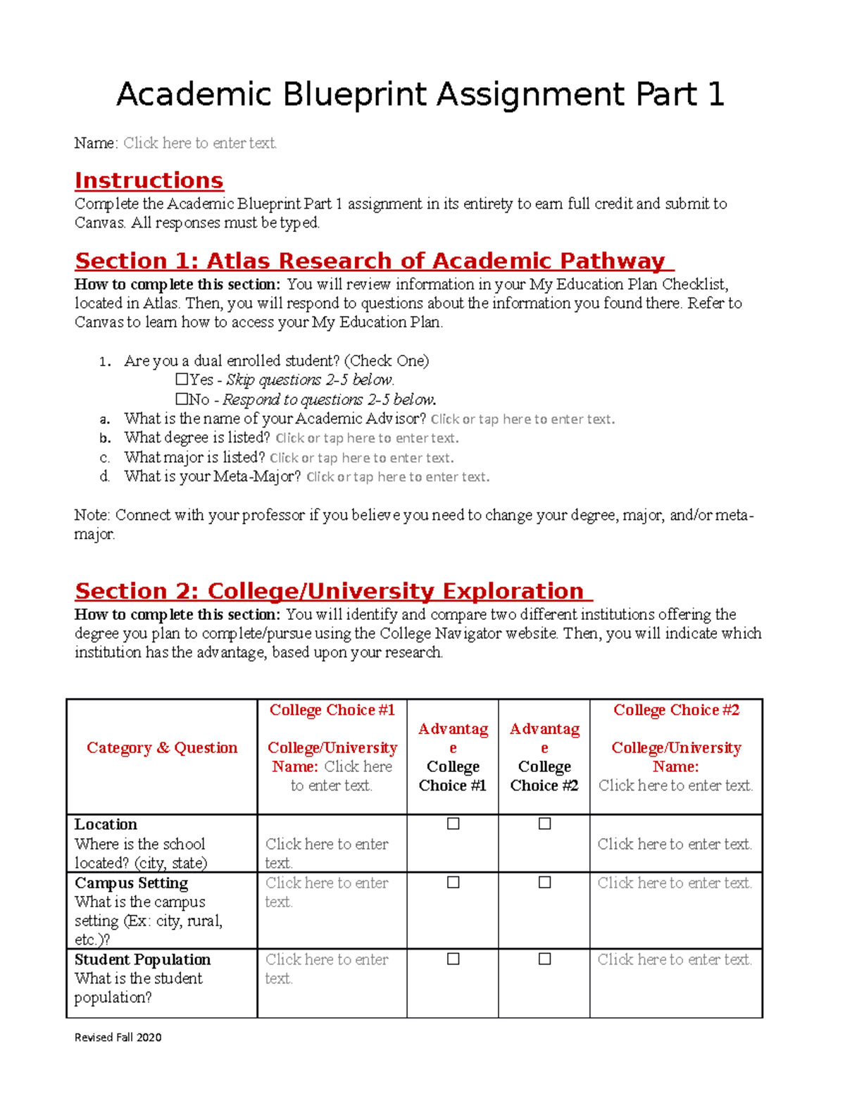 Academic Blueprint Part 1 Rev FA 20-1 - SLS 1122 - Valencia College ...