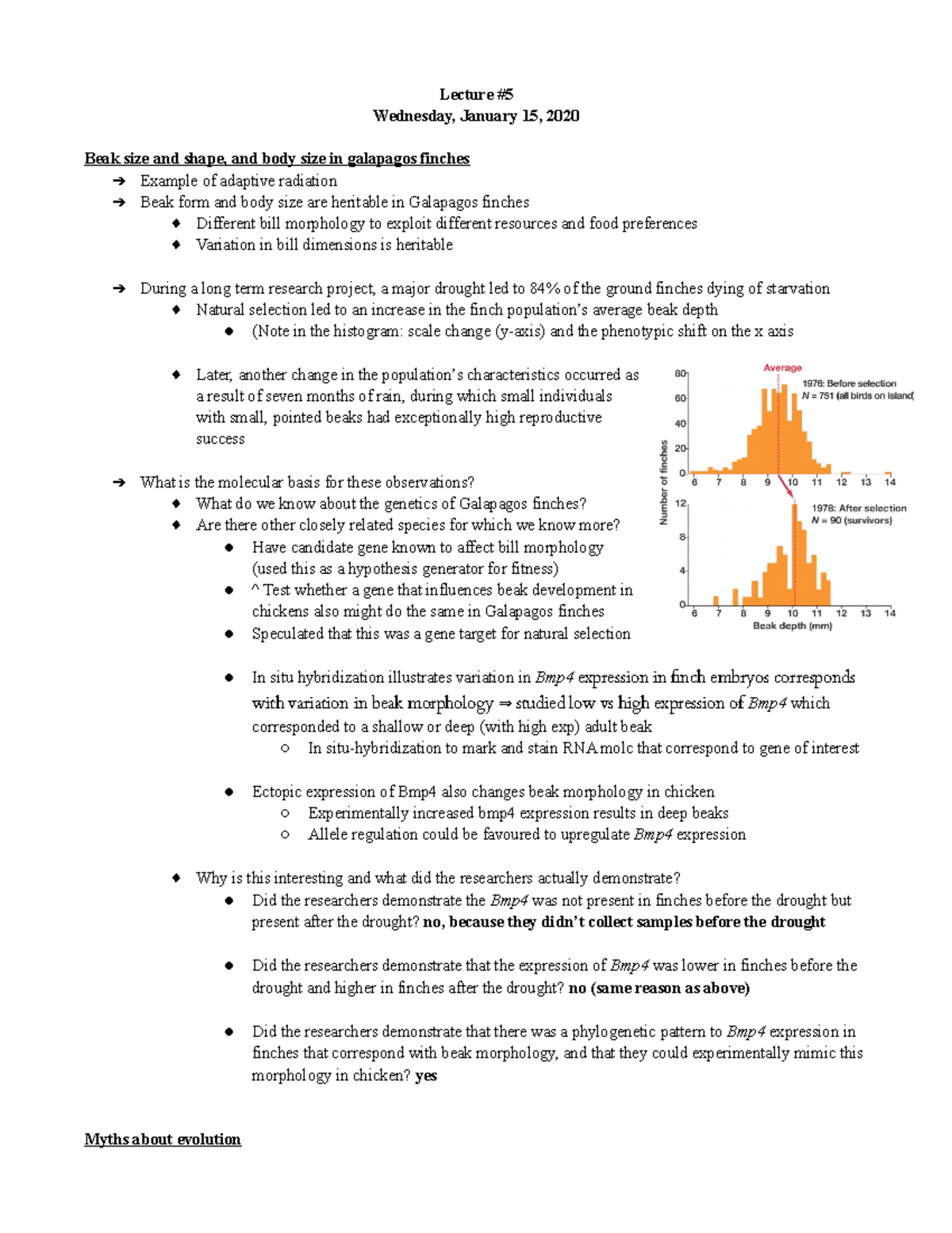 Lecture 5 Notes Lecture Wednesday January 15 2020 Beak Size