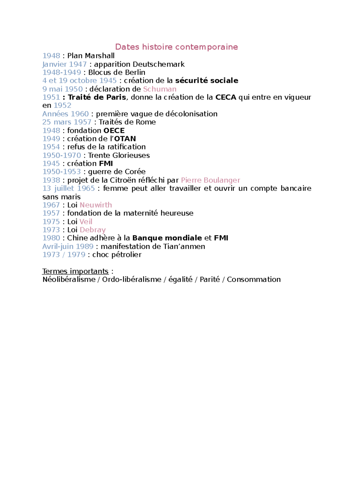 Dates histoire contemporaine - révision - Dates histoire contemporaine ...