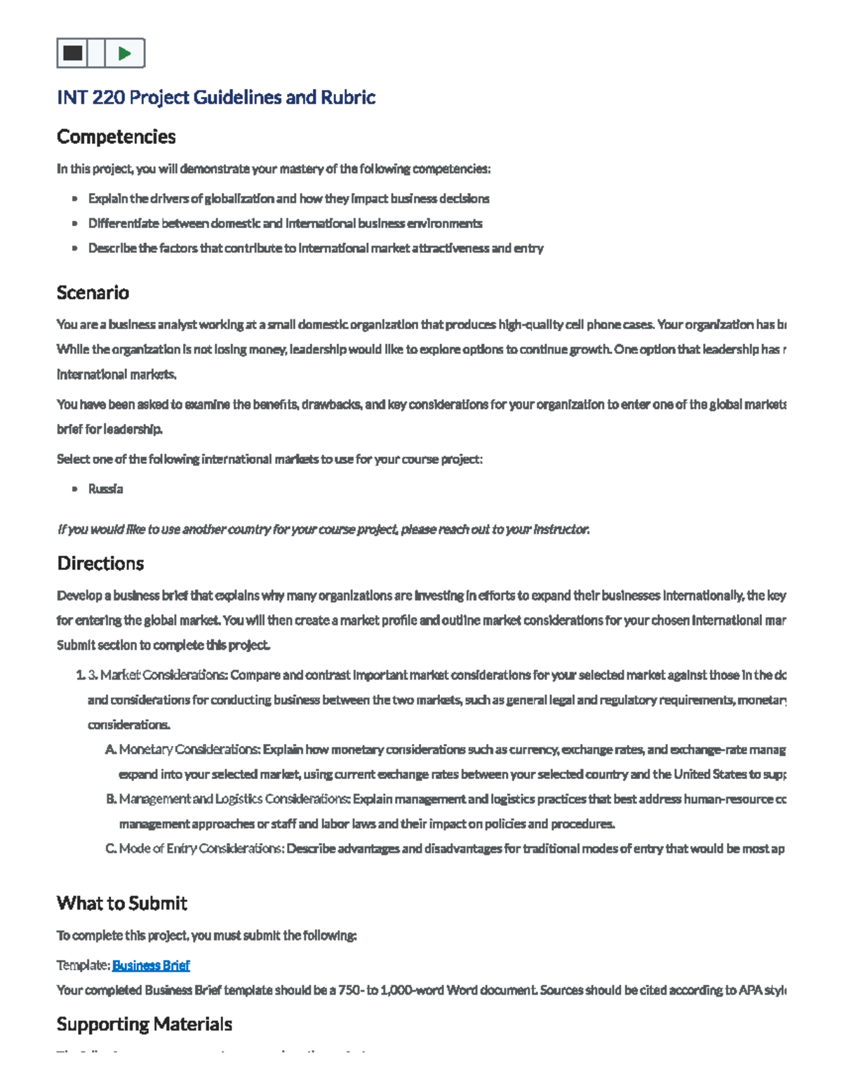 Module Seven Project Guidelines and Rubric - INT 220 - Studocu
