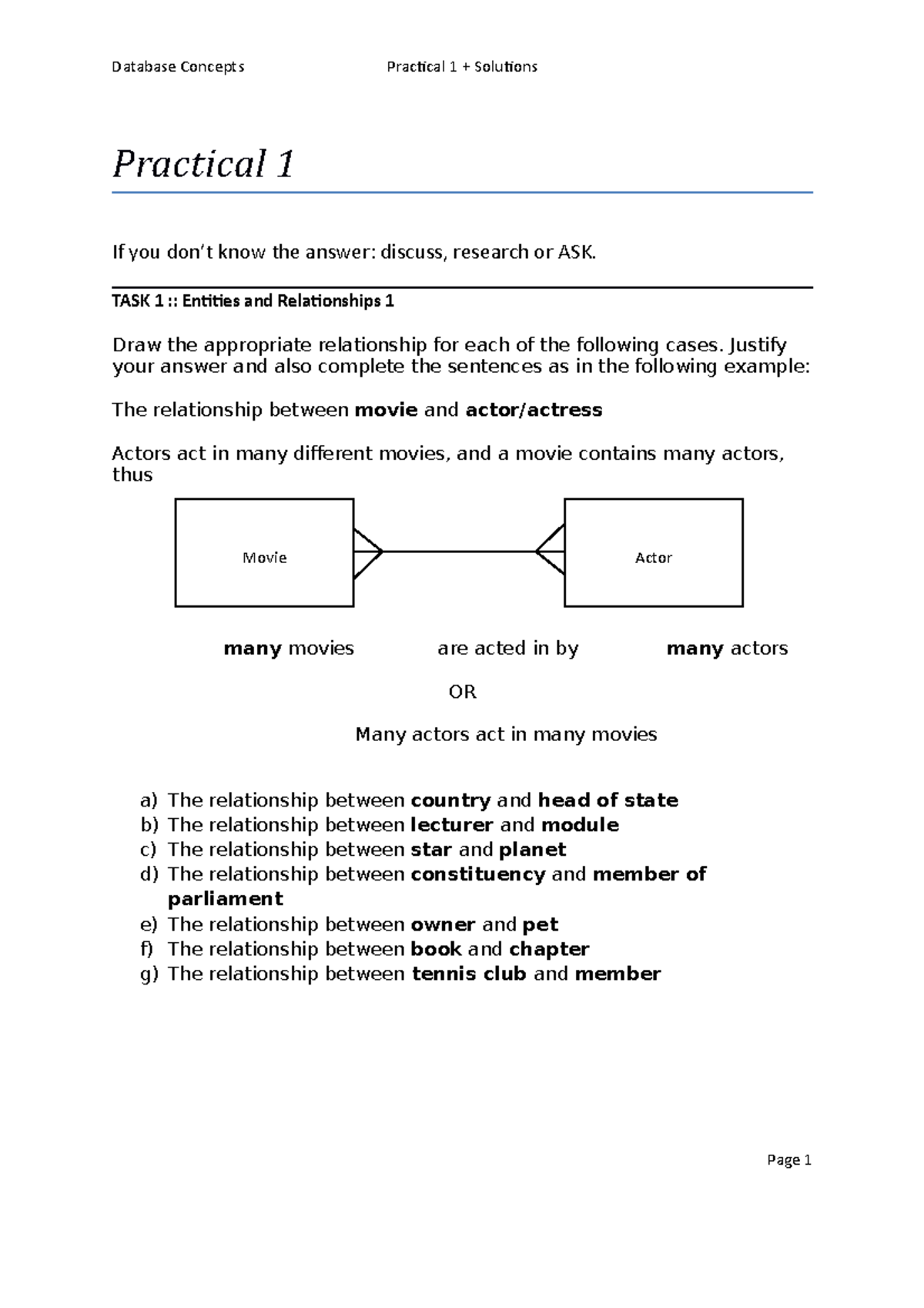 Practical 1 with Solutions. - Database Concepts Practical 1 + Solutions ...