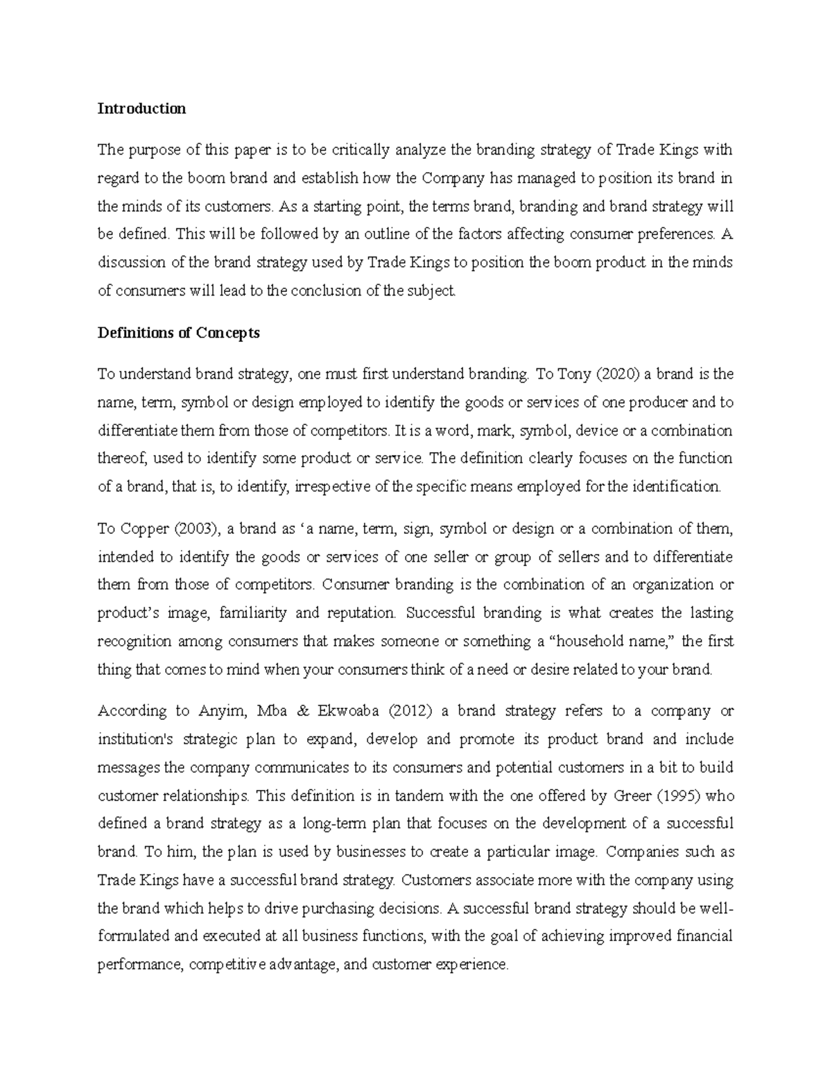 Trade Kings brand positioning strategy for its products - Introduction ...