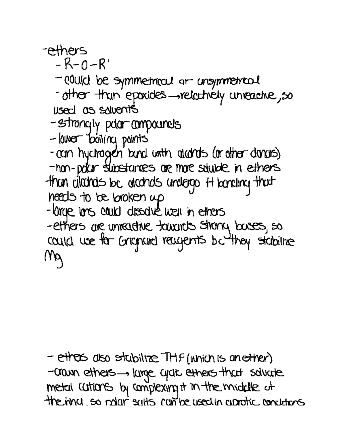 Orgo ch 14 - Summary Organic Chemistry - ethers R O R could be ...