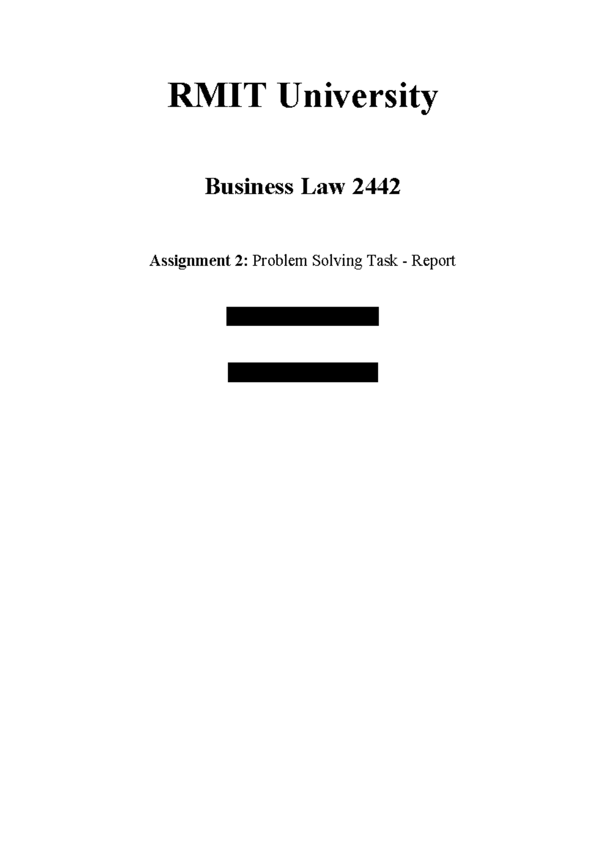 Memorandum of Advice - Assignment 2 Report - RMIT University Business ...