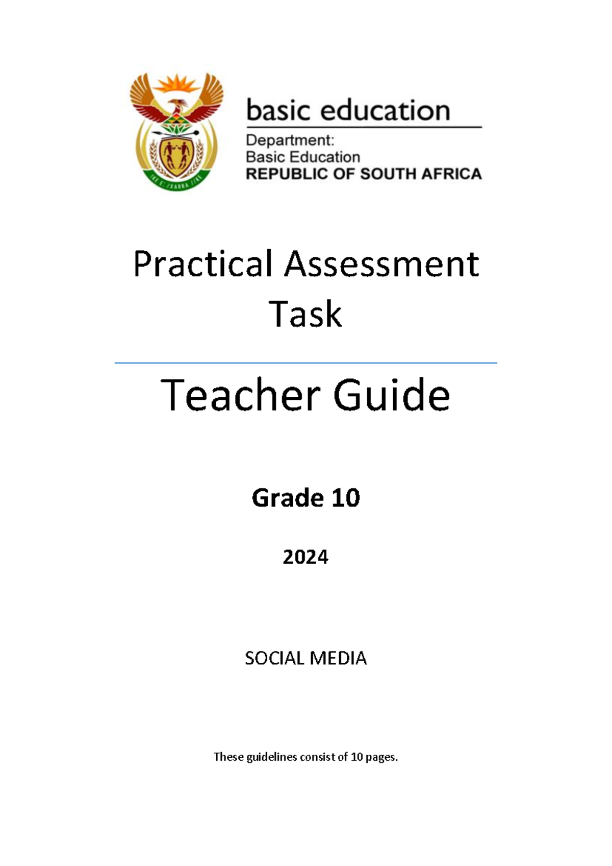 2024 CAT PAT Grade 10 Teacher Guide - Practical Assessment Task Teacher Guide Grade 10 2024 ...