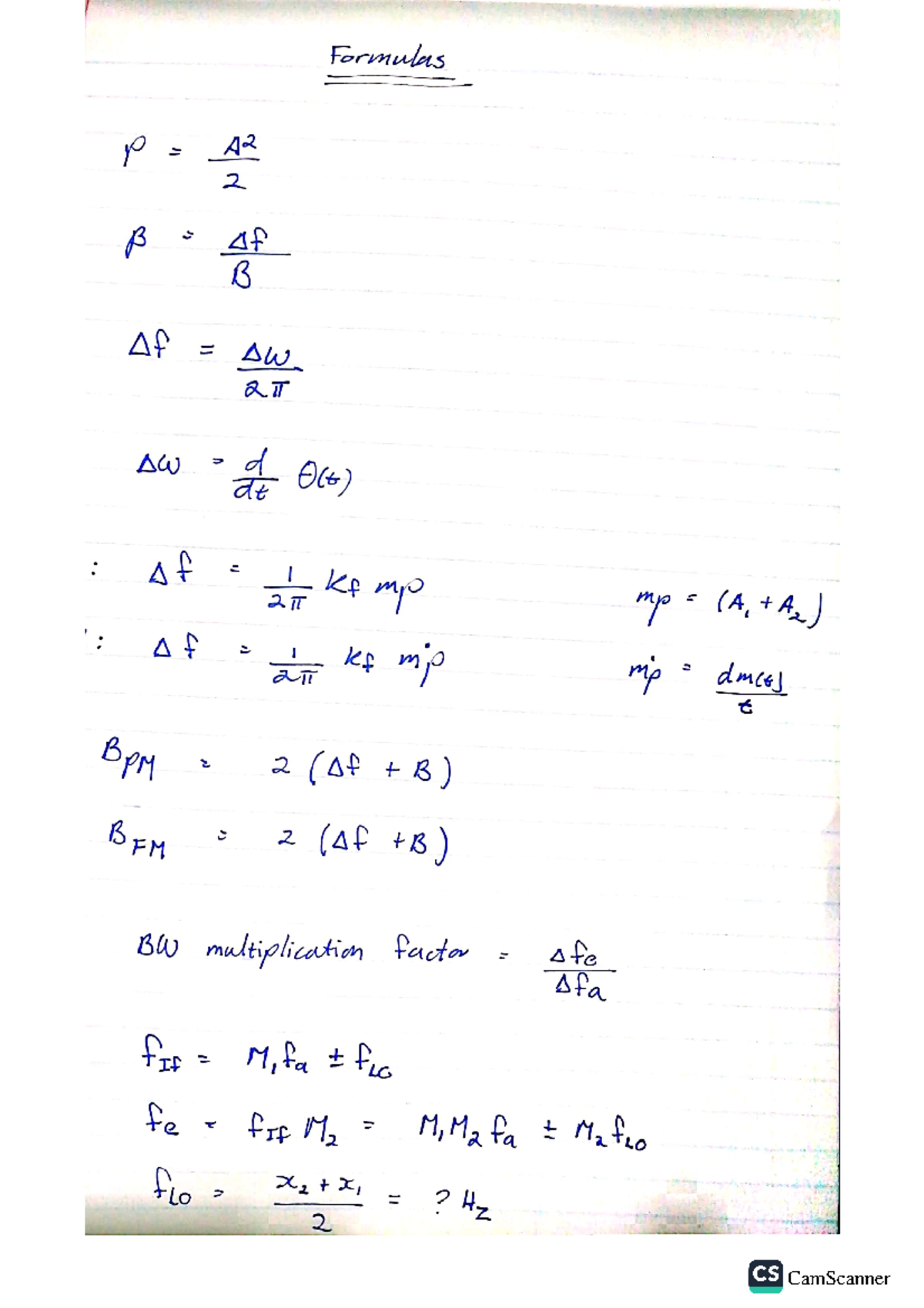 Ems formulas - EMS 310 - CamScanner - Studocu