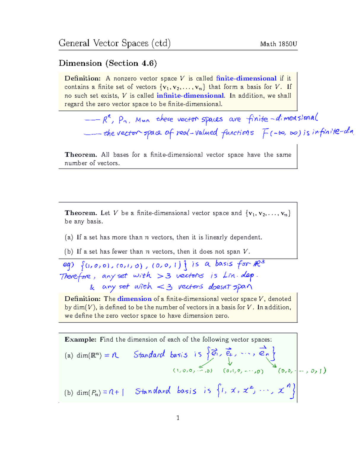Lecture 14-posted - needon - General Vector Spaces (ctd) Math 1850U ...