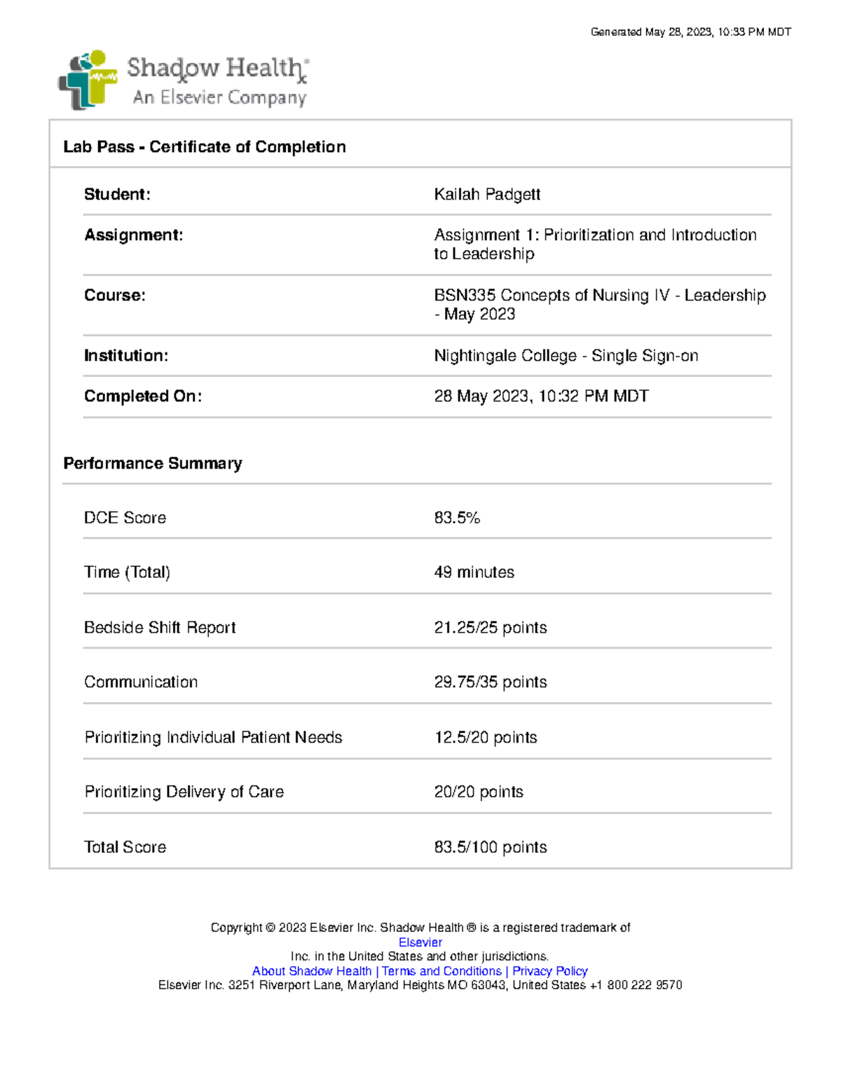 335 lab pass - Lab Pass - Generated May 28, 2023, 10:33 PM MDT Lab Pass ...