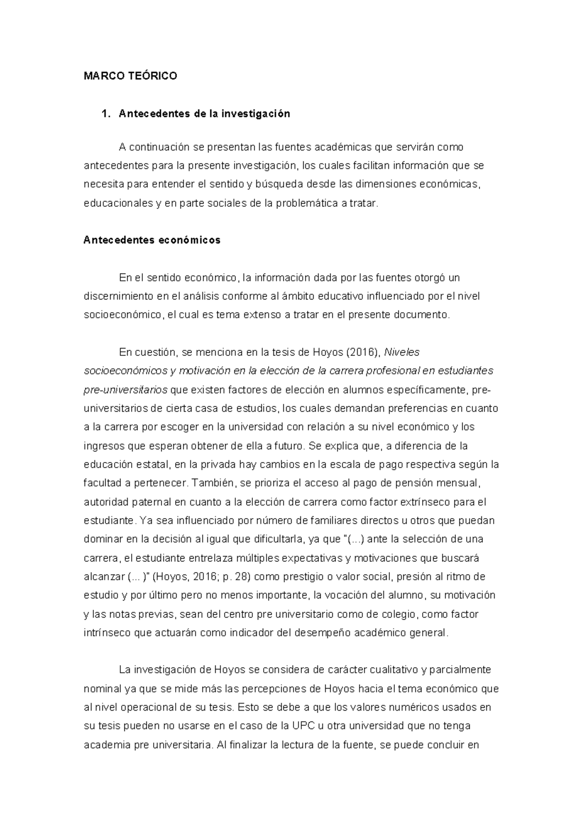 Modelo DE TA2 - MARCO TEÓRICO Antecedentes de la investigación A ...