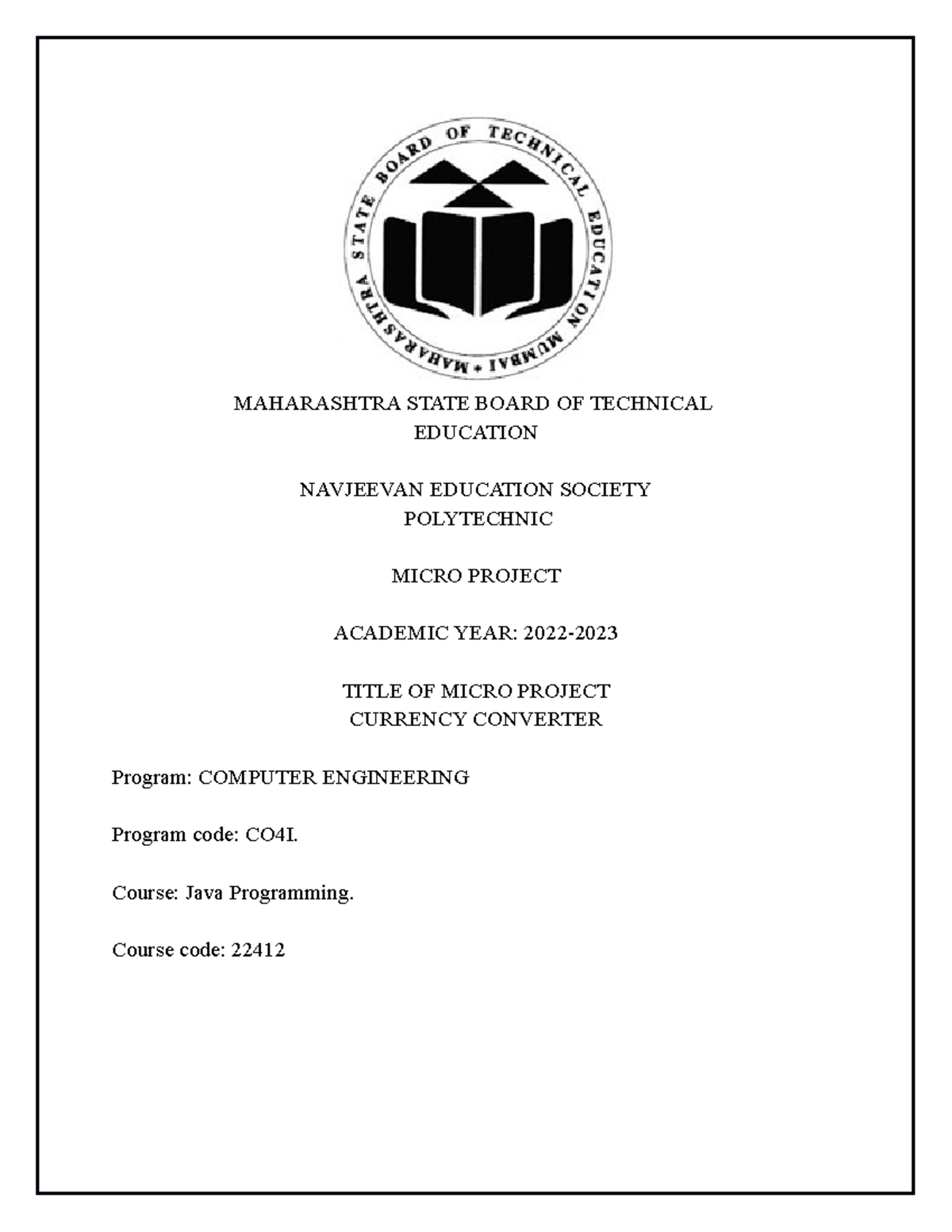 Java report - sadff - MAHARASHTRA STATE BOARD OF TECHNICAL EDUCATION ...