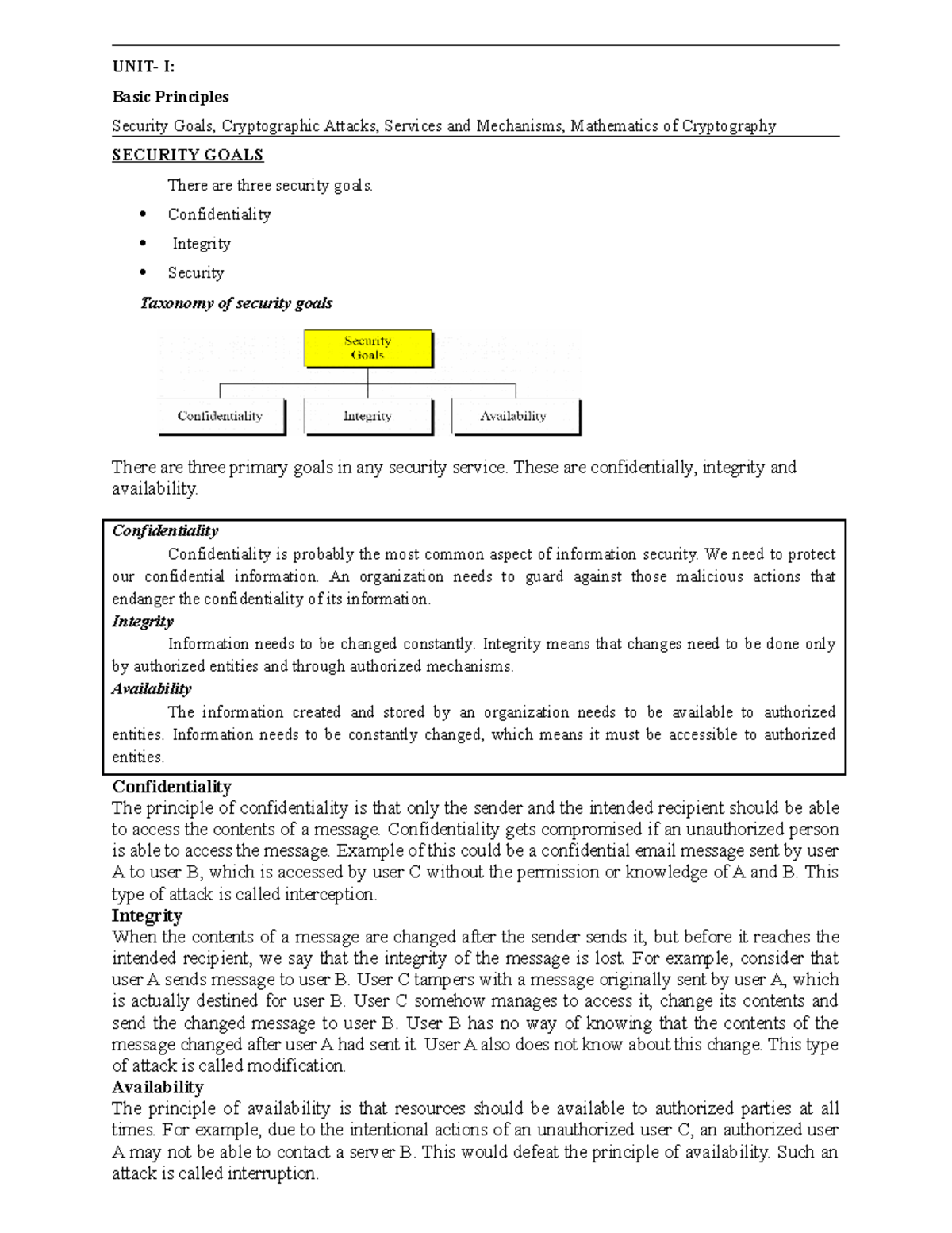 UNIT I notes - design and analysis - UNIT- I: Basic Principles Security ...