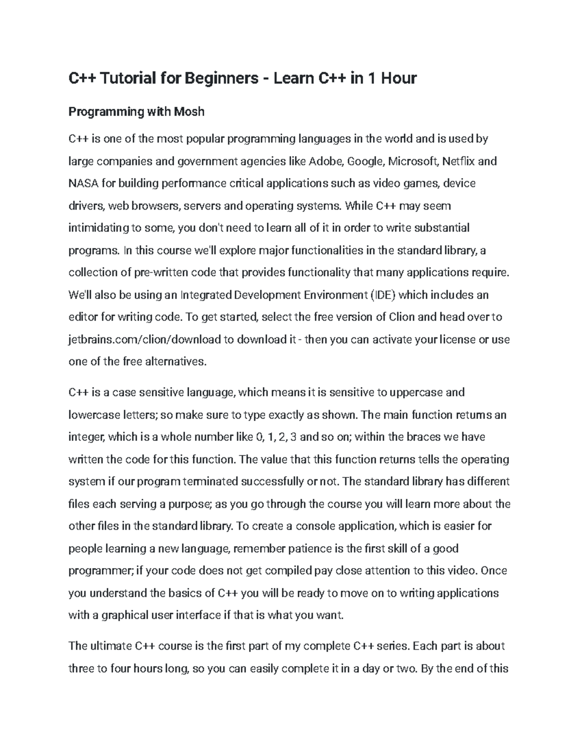 Software Engineering 6-2 - C++ Tutorial for Beginners - Learn C++ in 1 ...