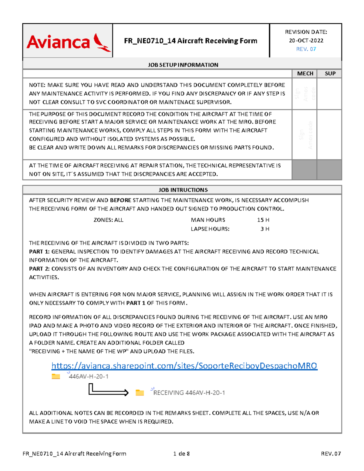 FR NE0710 14 Aircraft Receiving FORM - FR_NE0710_14 Aircraft Receiving ...