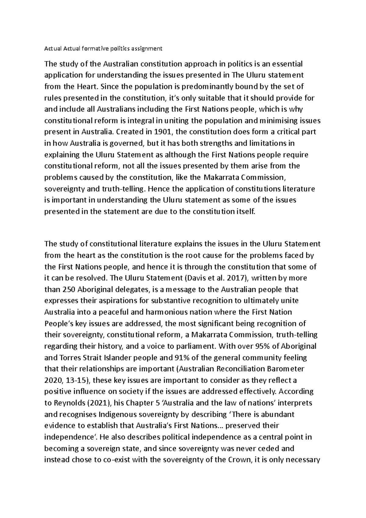 formative politics assignment - Since the population is predominantly ...