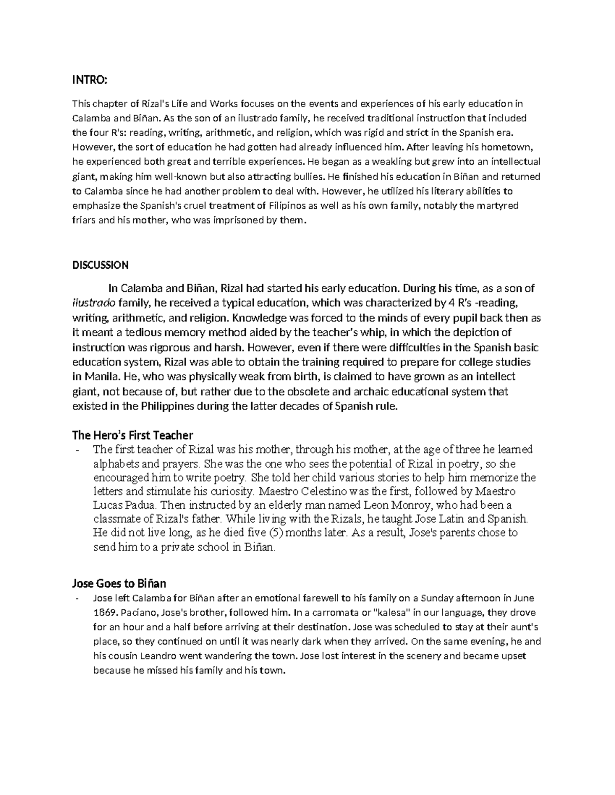Analysis - Summary Readings in Philippine History - INTRO: This chapter ...
