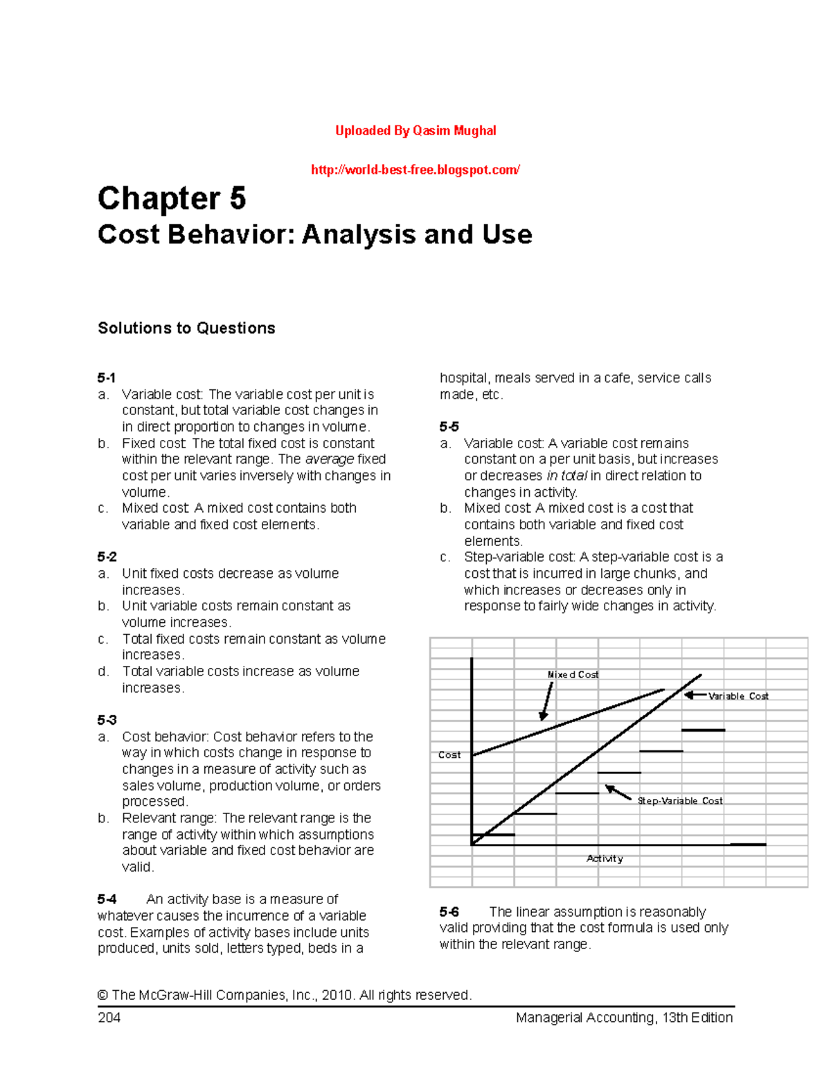 Chapter-5-Managerial Accounting-Garison - Uploaded By Qasim Mughal world-best-free.blogspot ...