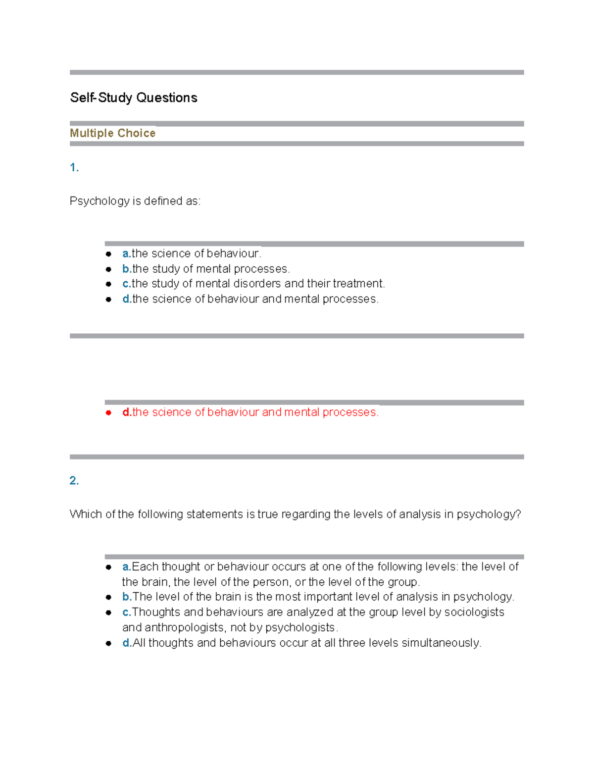 Psych self study questions chapter 1-8 - Self-Study Questions Multiple ...