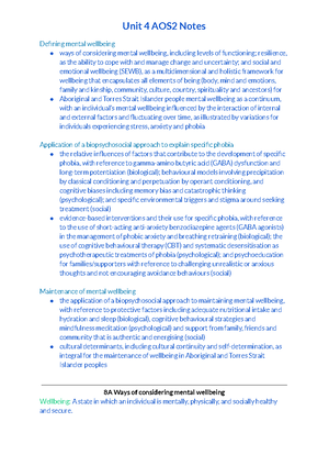 Unit 3 AOS2 Notes - Psychology - AOS2 Notes Approaches to understand ...