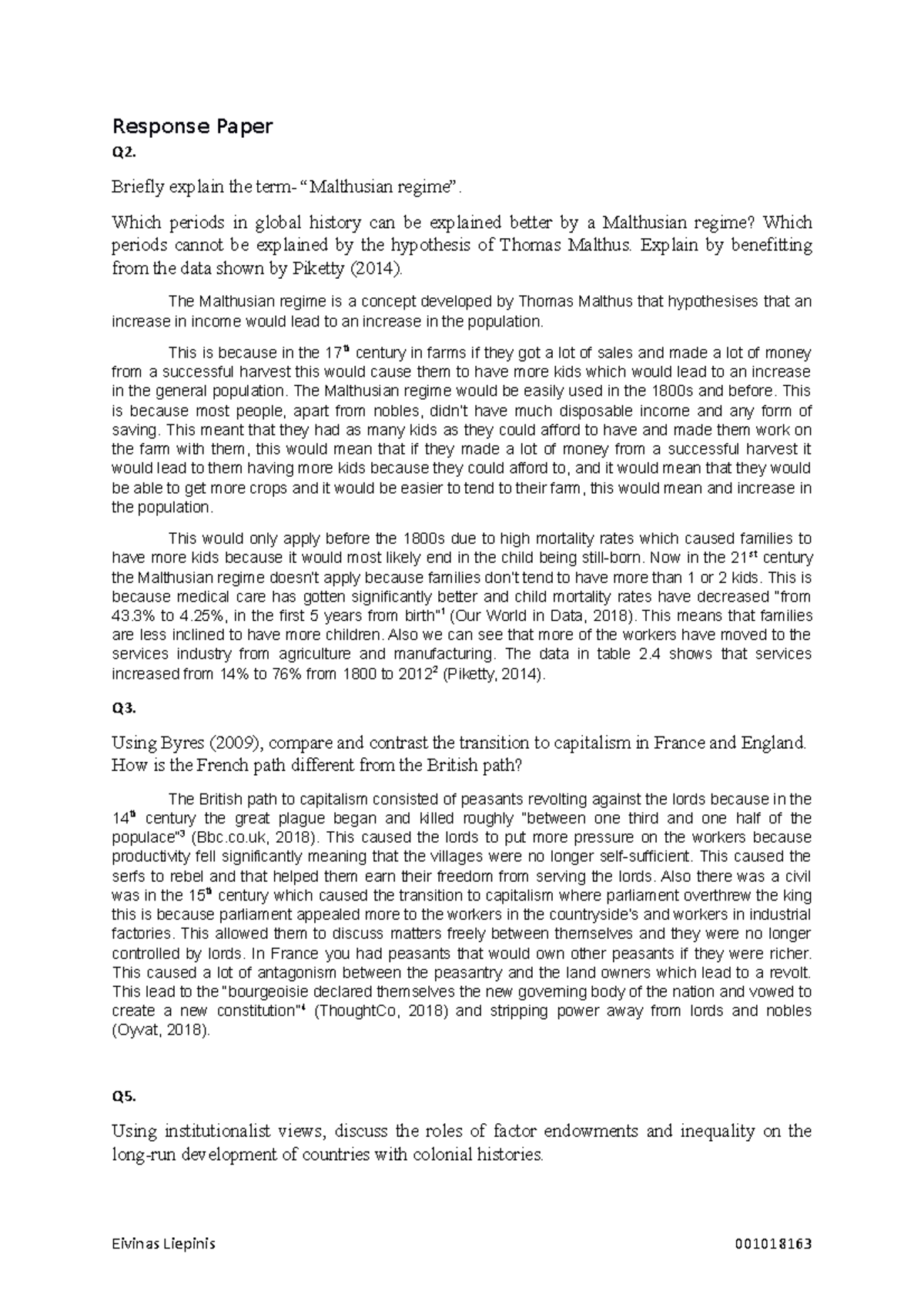 Response Paper - Briefly explain the Which periods in global history ...