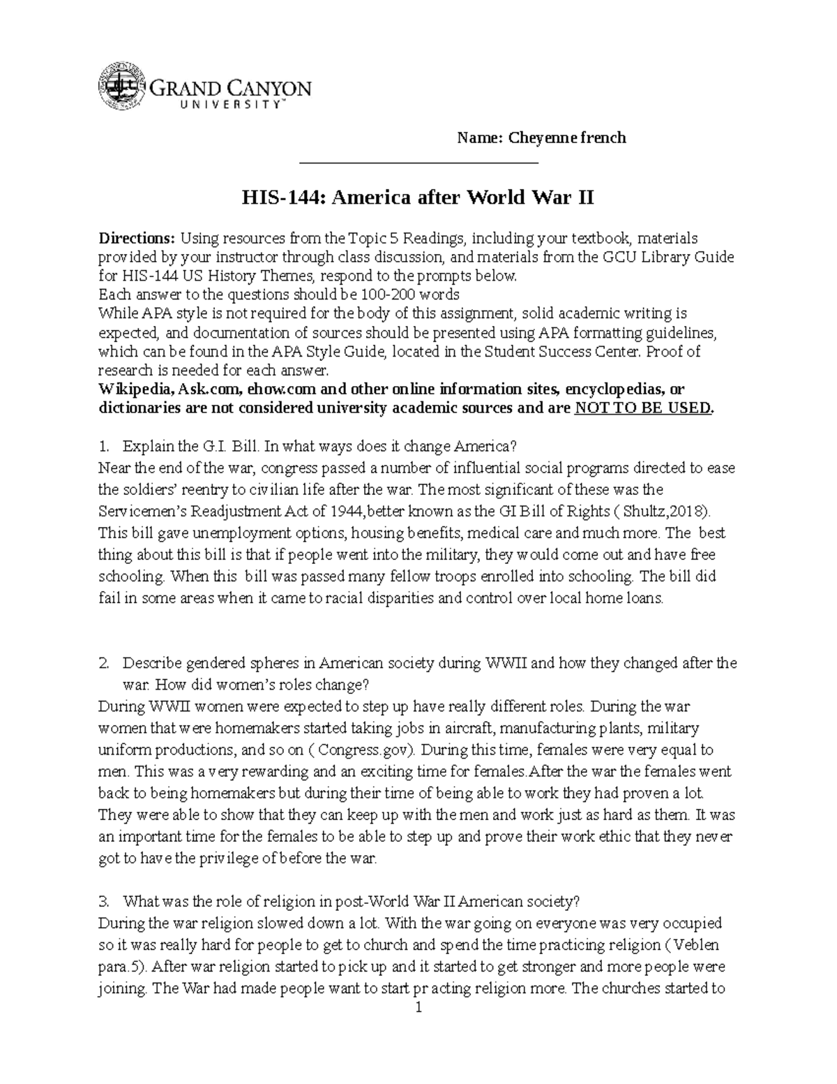 HIS-144-RS-America after WWII Worksheet - Name: Cheyenne french HIS-144 ...