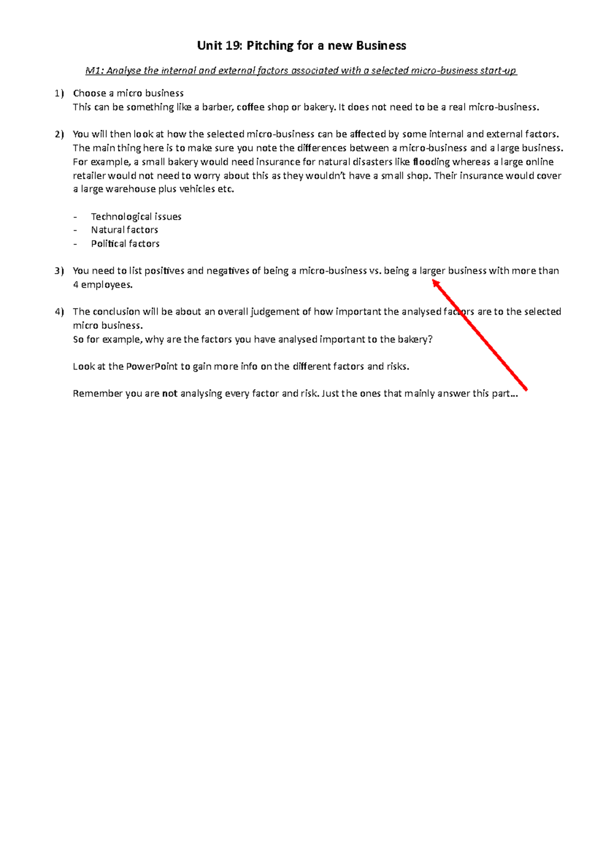 M1 Structure - Unit 19: Pitching for a new Business M1: Analyse the ...