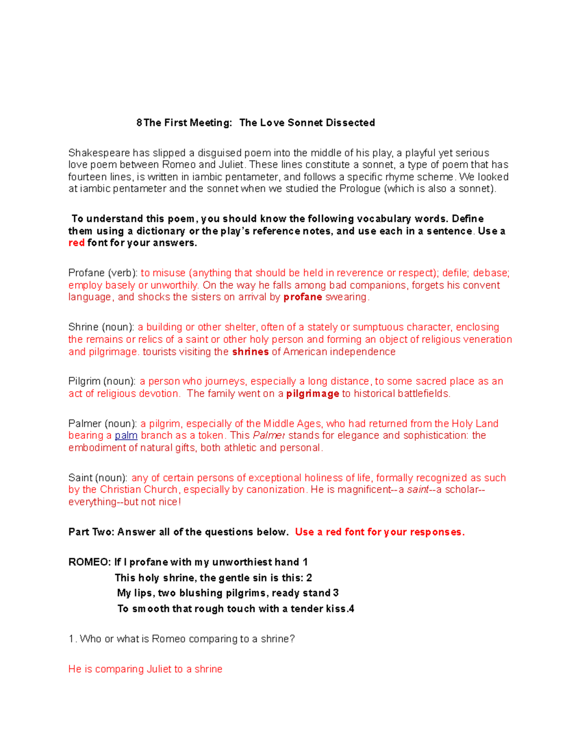 The First Meeting The Love Sonnet Dissected - 8The First Meeting: The ...