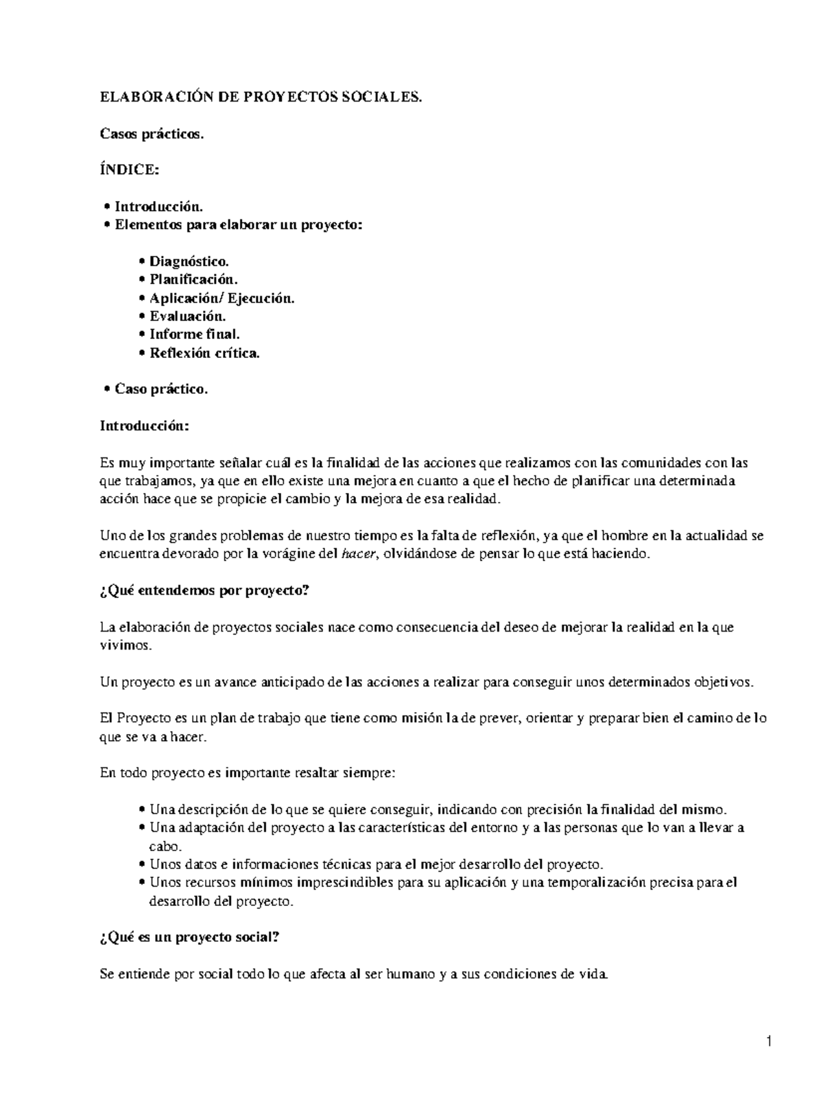 Proyecto Sociales - ELABORACIÓN DE PROYECTOS SOCIALES. Casos prácticos ...