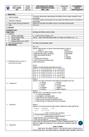 Q4 WEEK 5 Science DLP - Q4 DLP - GRADE 1 to 12 DAILY LESSON LOG School ...