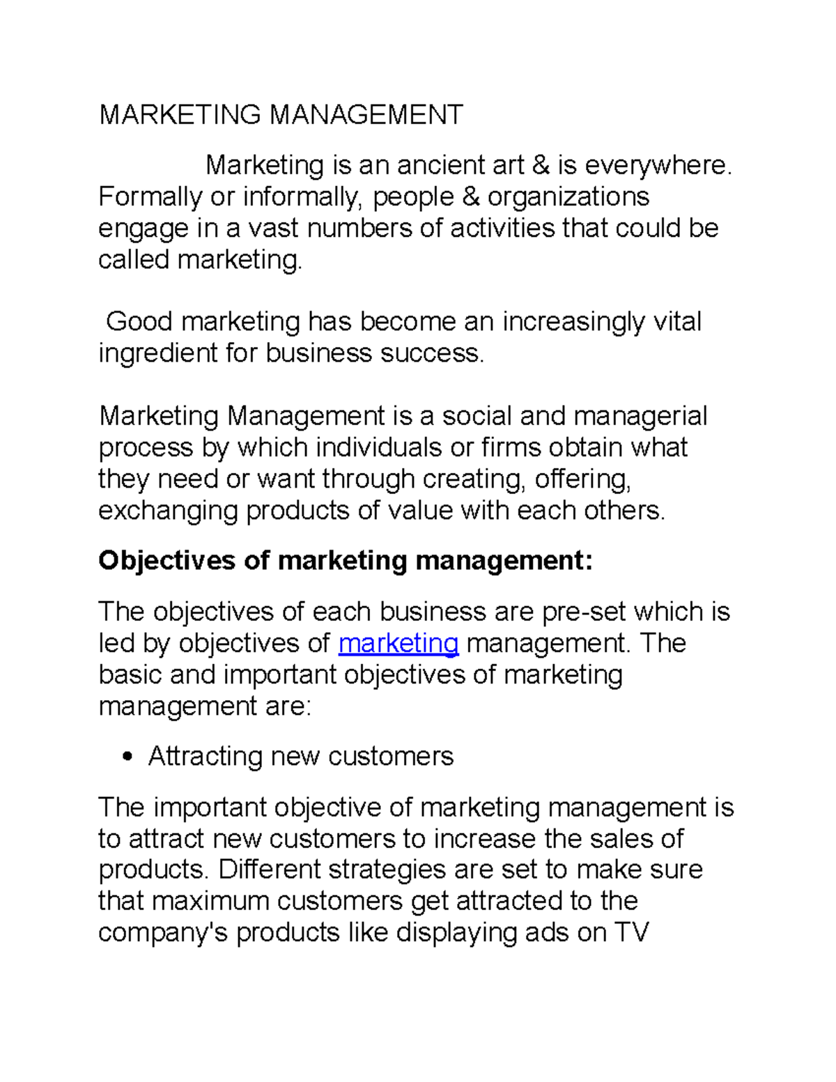Marketing Management-Marketing Management is a social and managerial ...