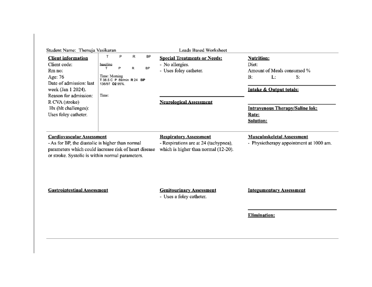 Worksheet - BIO101 - Studocu