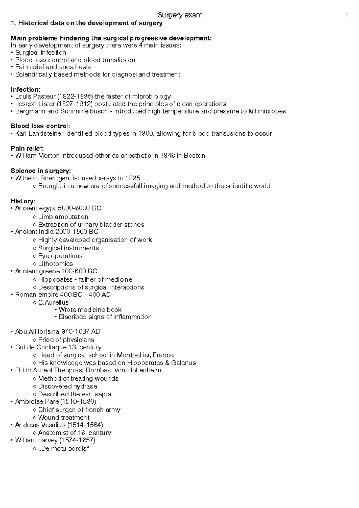 General Surgery Notes 2 - 1. Historical data on the development of ...