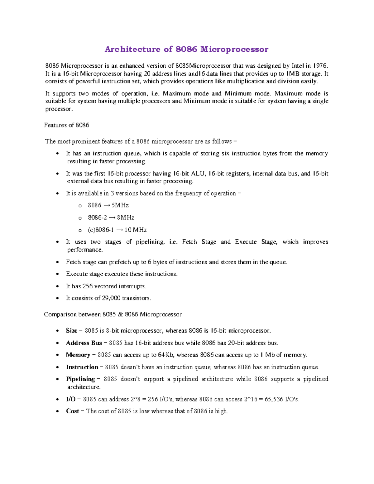 Unit 1 3 Architeture Of 8086 Microprocessor Architecture Of 8086 3218