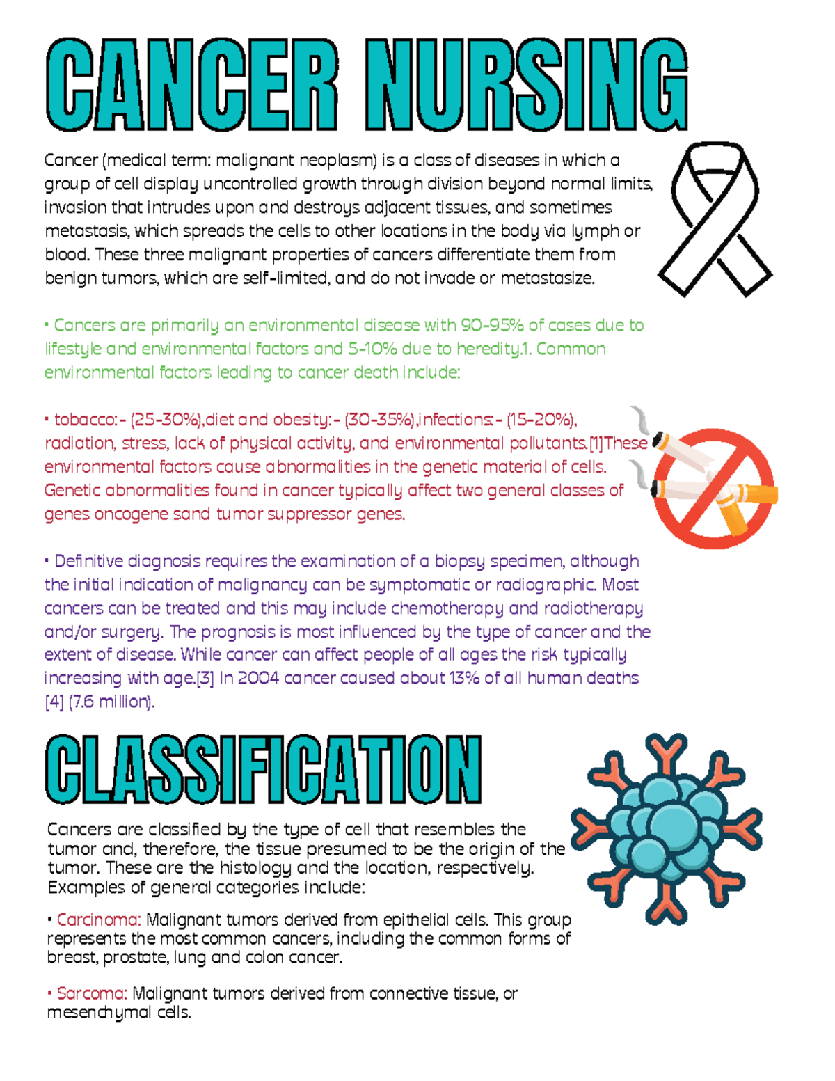Cancernursing - Lecture summery - Cancer (medical term: malignant ...