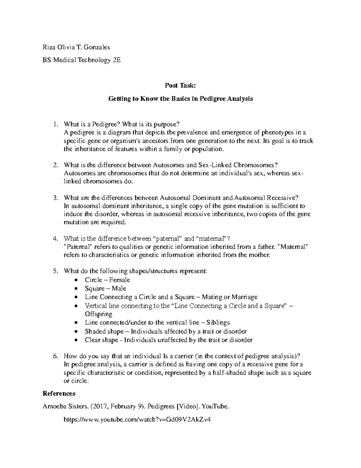 HGCLab Post Task - Riza Olivia T. Gonzales BS Medical Technology 2E ...