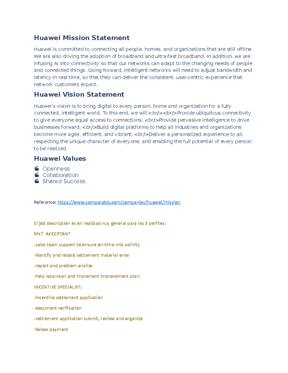 Huawei Material - Apuntes - Huawei Mission Statement Huawei is ...