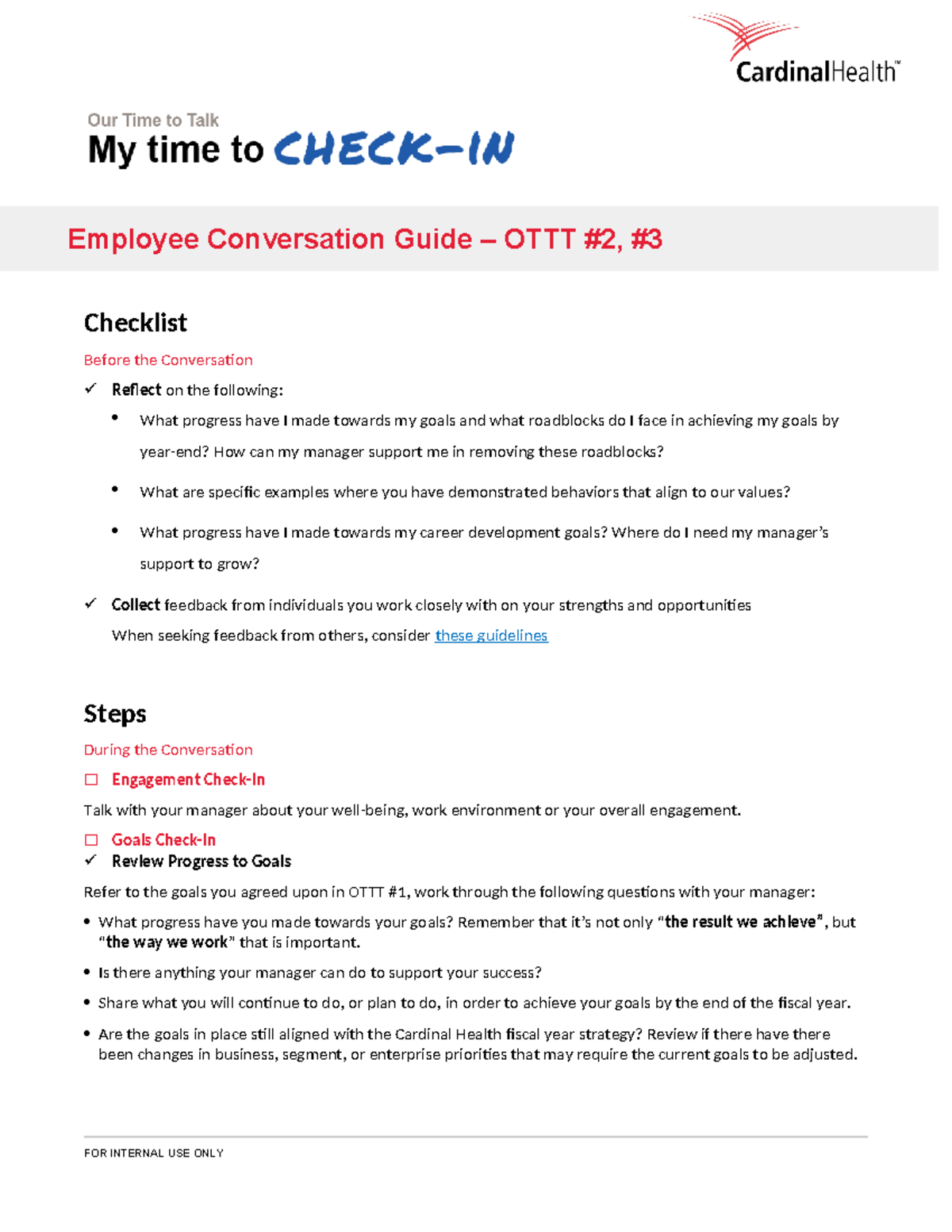 Conversation Guide OTTT 2,3 Employee - Checklist Before the ...