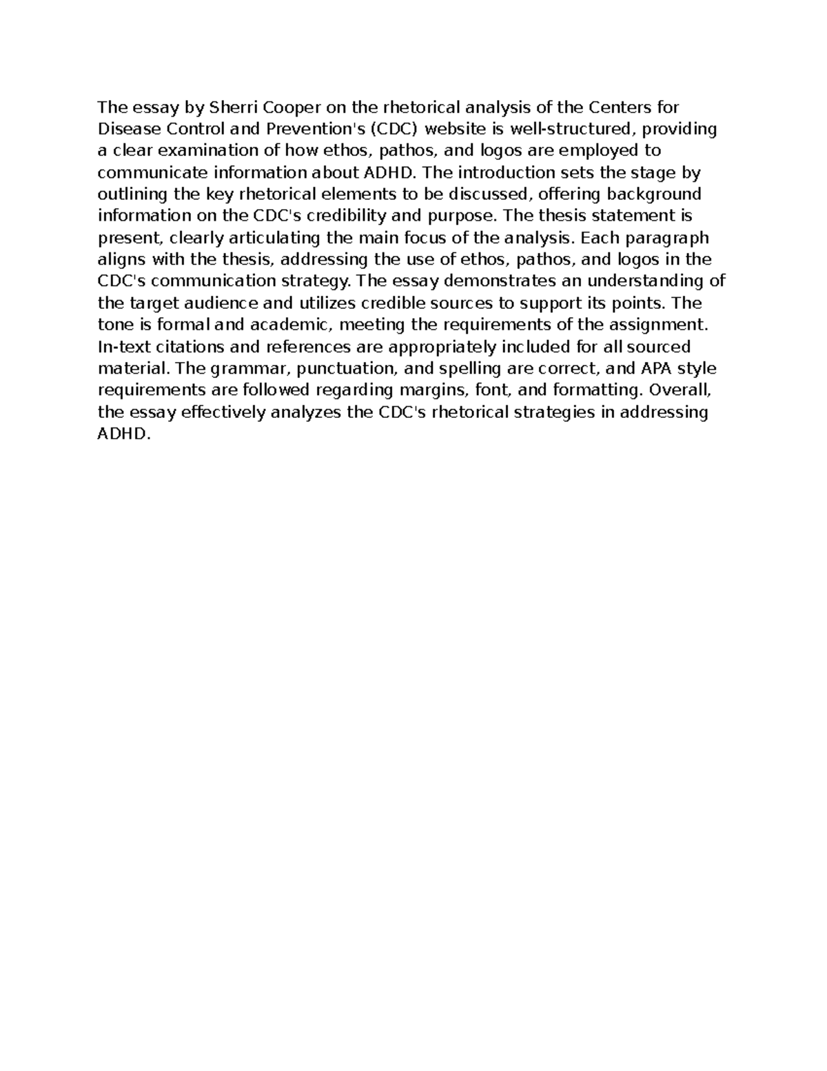 Topic 3 Discussion 3 English 105 - The essay by Sherri Cooper on the ...