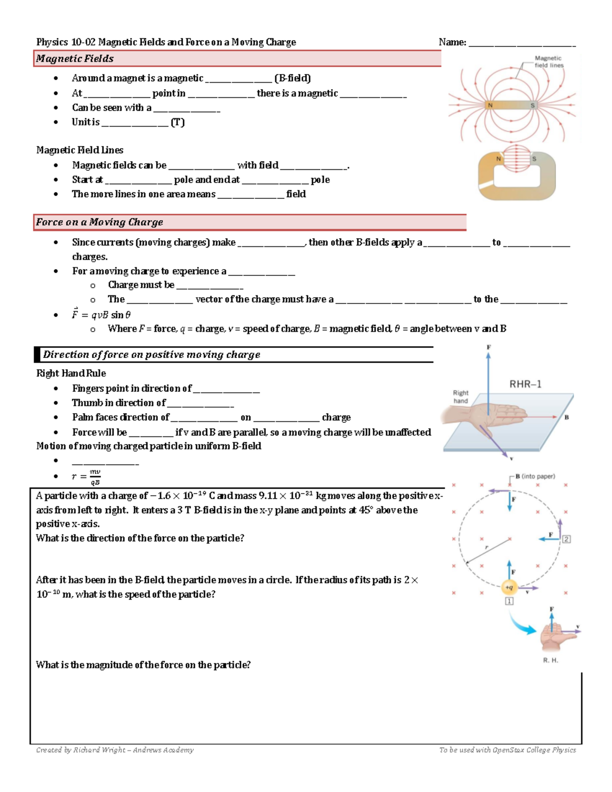 Physics 10-02 Magnetic Fields and Force on a Moving Charge - Start at ...