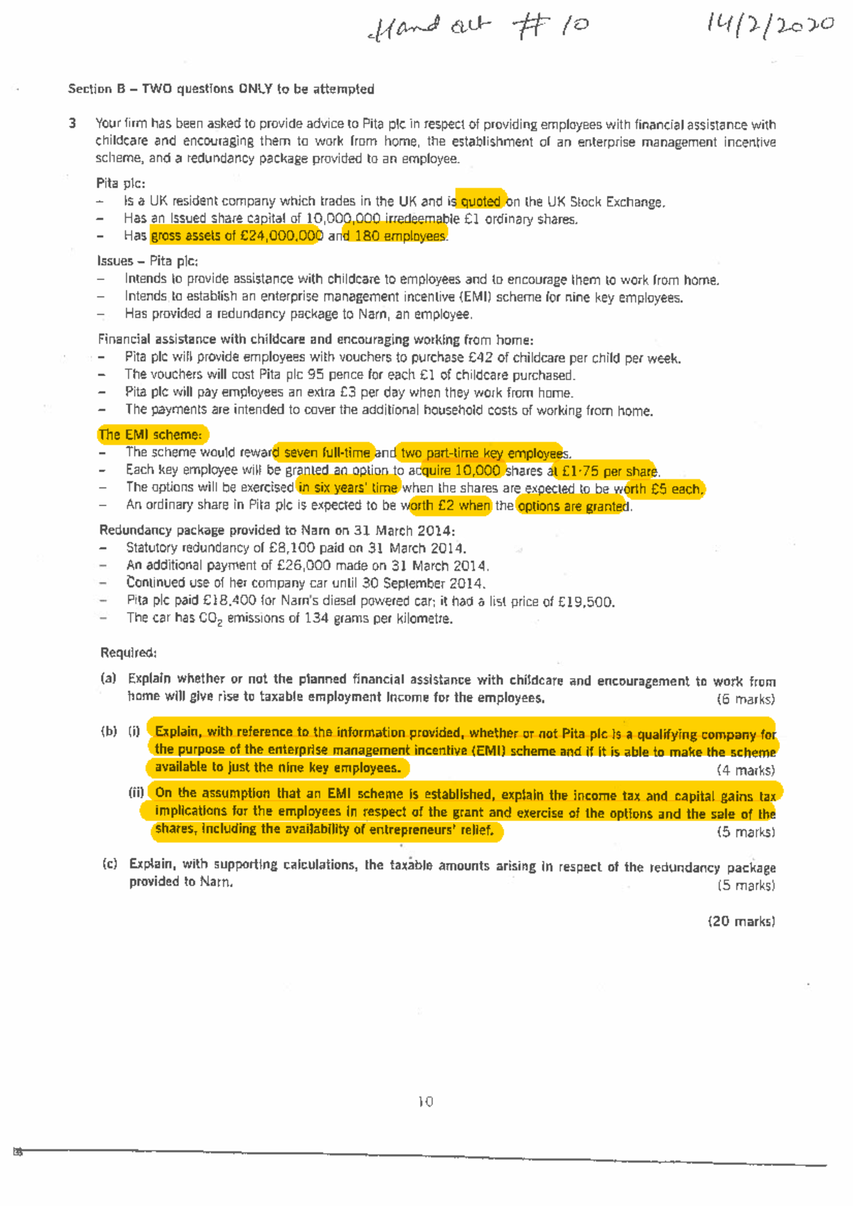 7 Pita Plc - Past Papers - ATX (P6) - Studocu