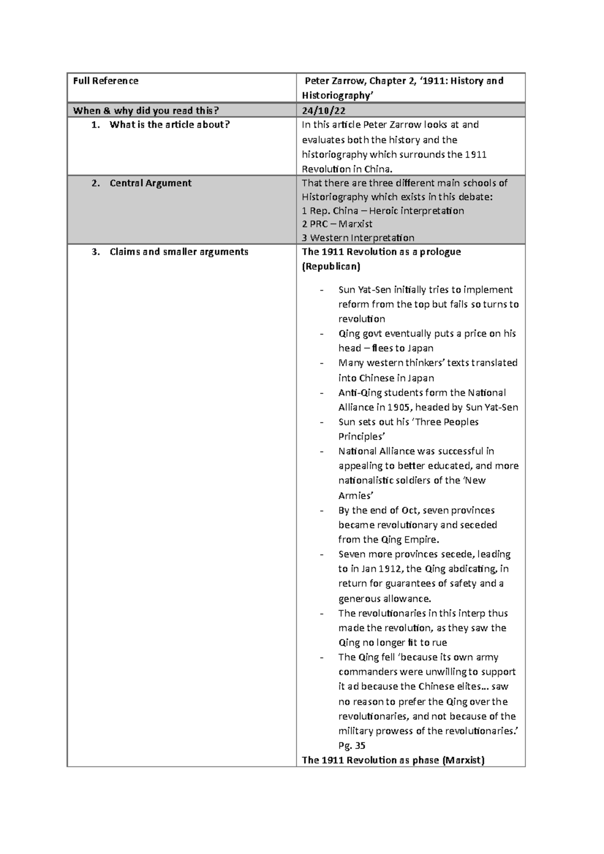 Peter Zarrow reading notes - Full Reference Peter Zarrow, Chapter 2 ...