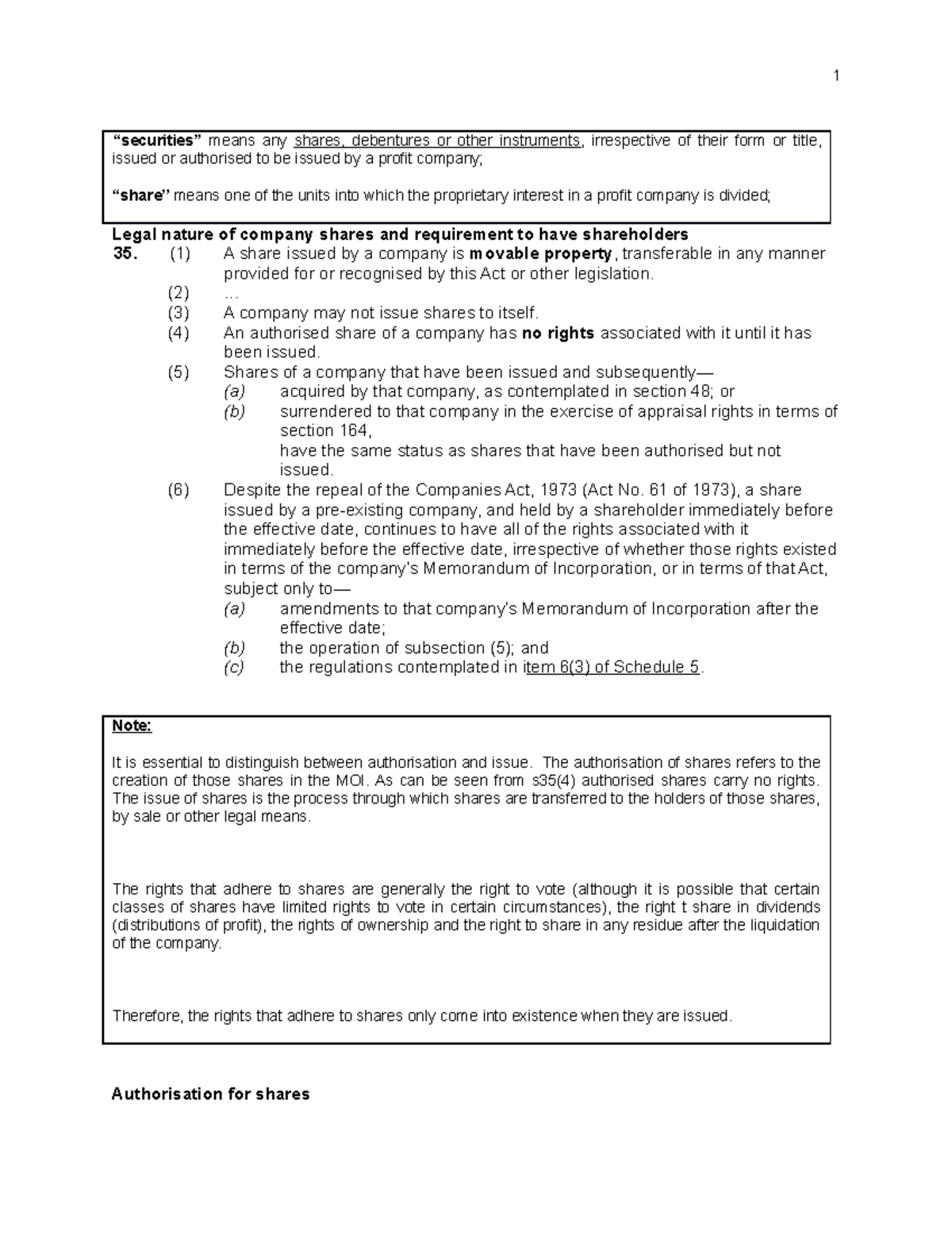 Capitalisation of profit companies notes - ‘‘securities’’ means any ...