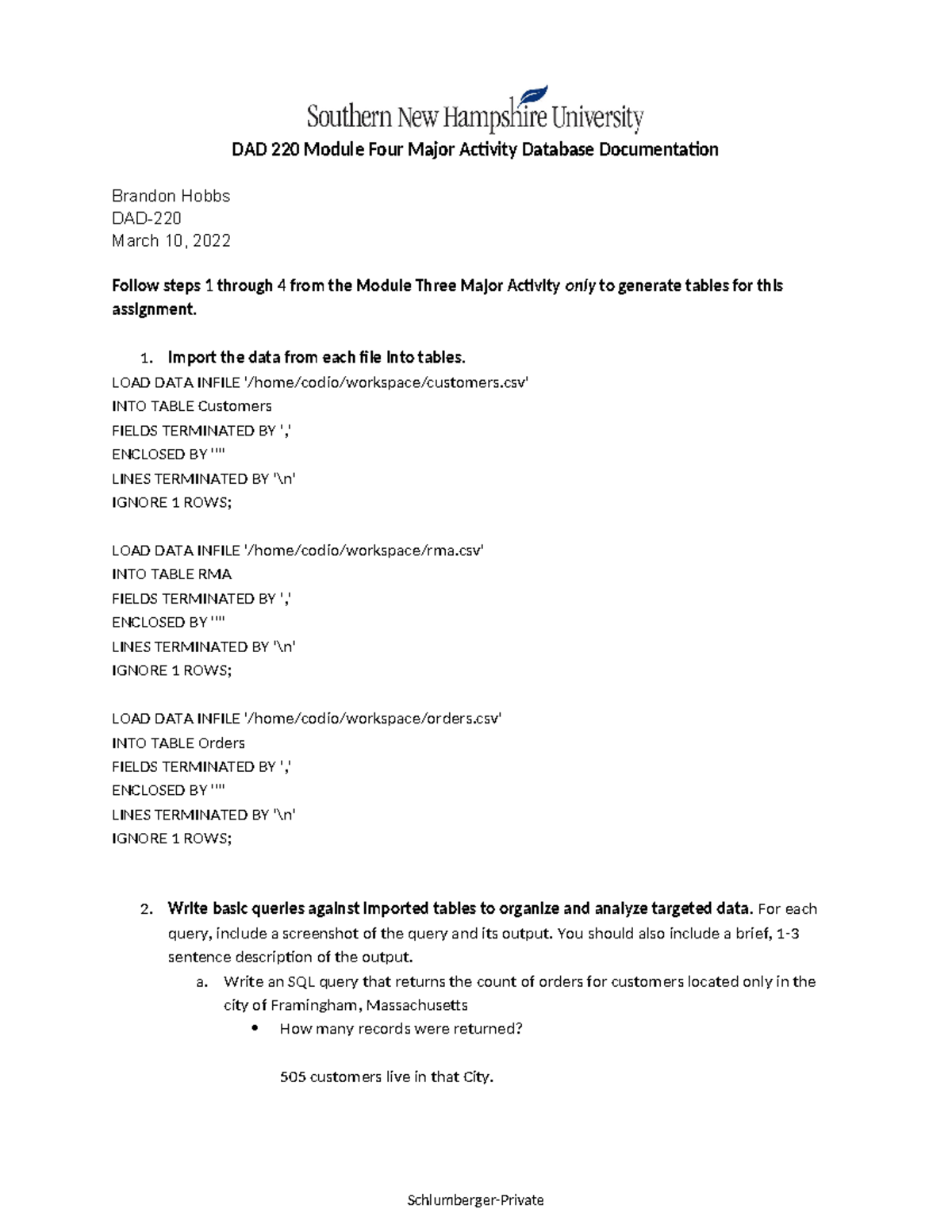 Module 4 Major Activity - DAD 220 Module Four Major Activity Database ...