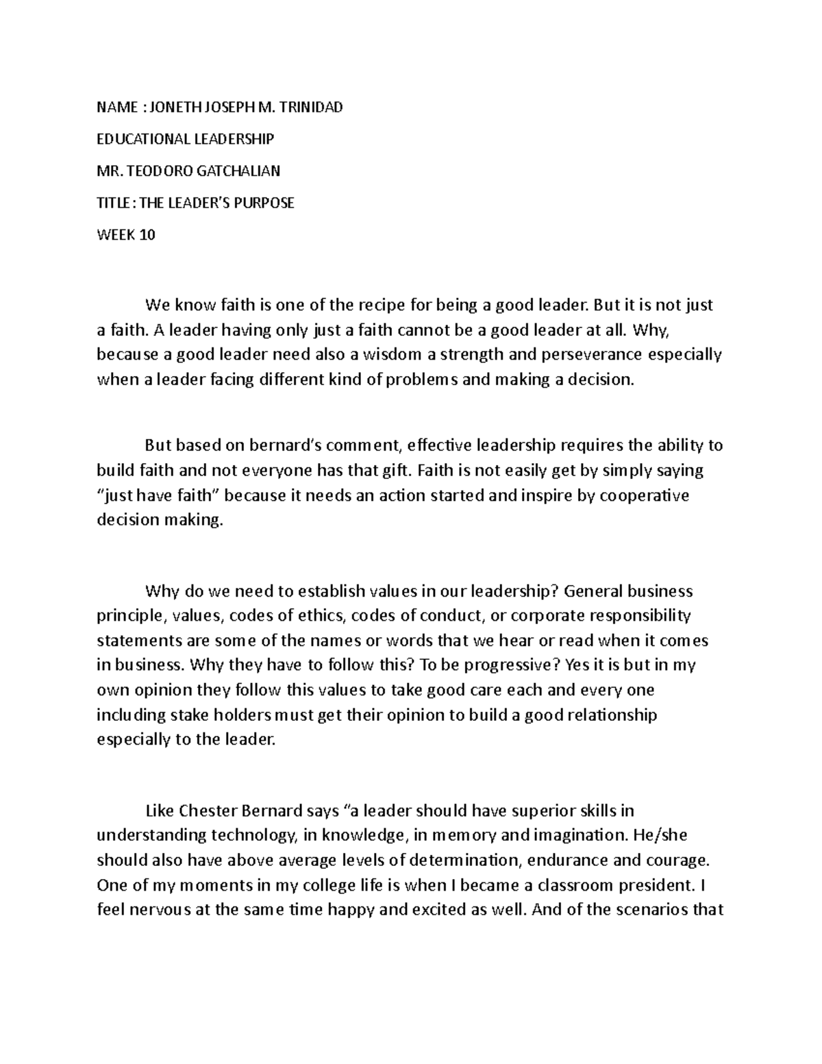 Week 10 - sdfs - NAME : JONETH JOSEPH M. TRINIDAD EDUCATIONAL ...