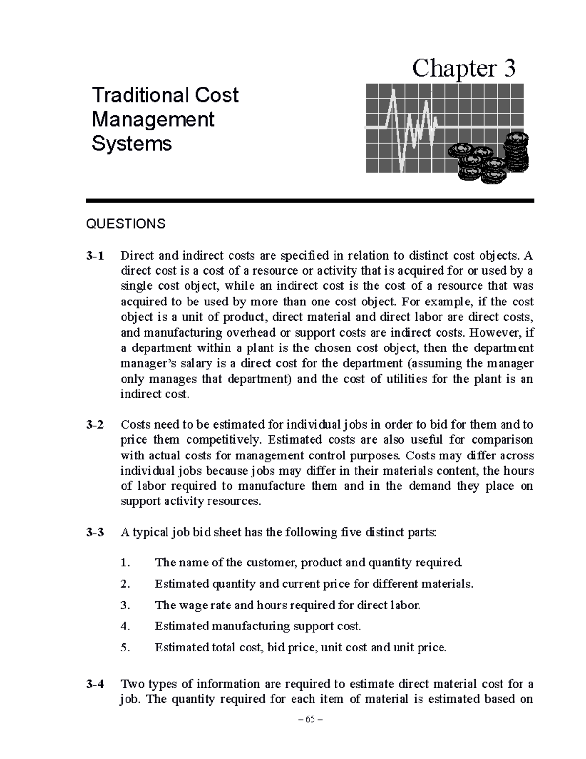 Atkinson 5esm ch03 - ................ - Chapter 3 Traditional Cost Management Systems QUESTIONS ...