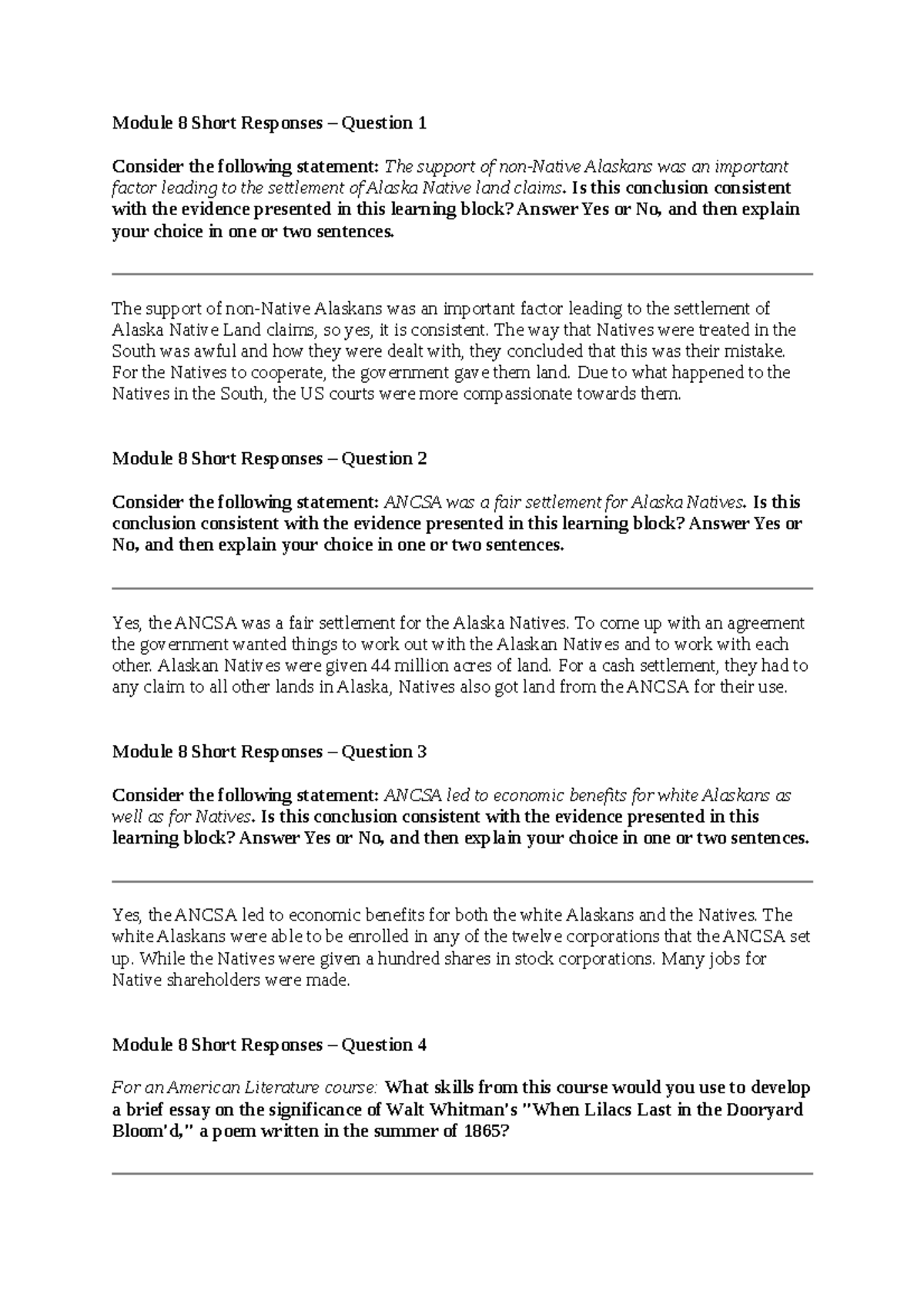 2 studocu - Module 8 short answers - Module 8 Short Responses ...