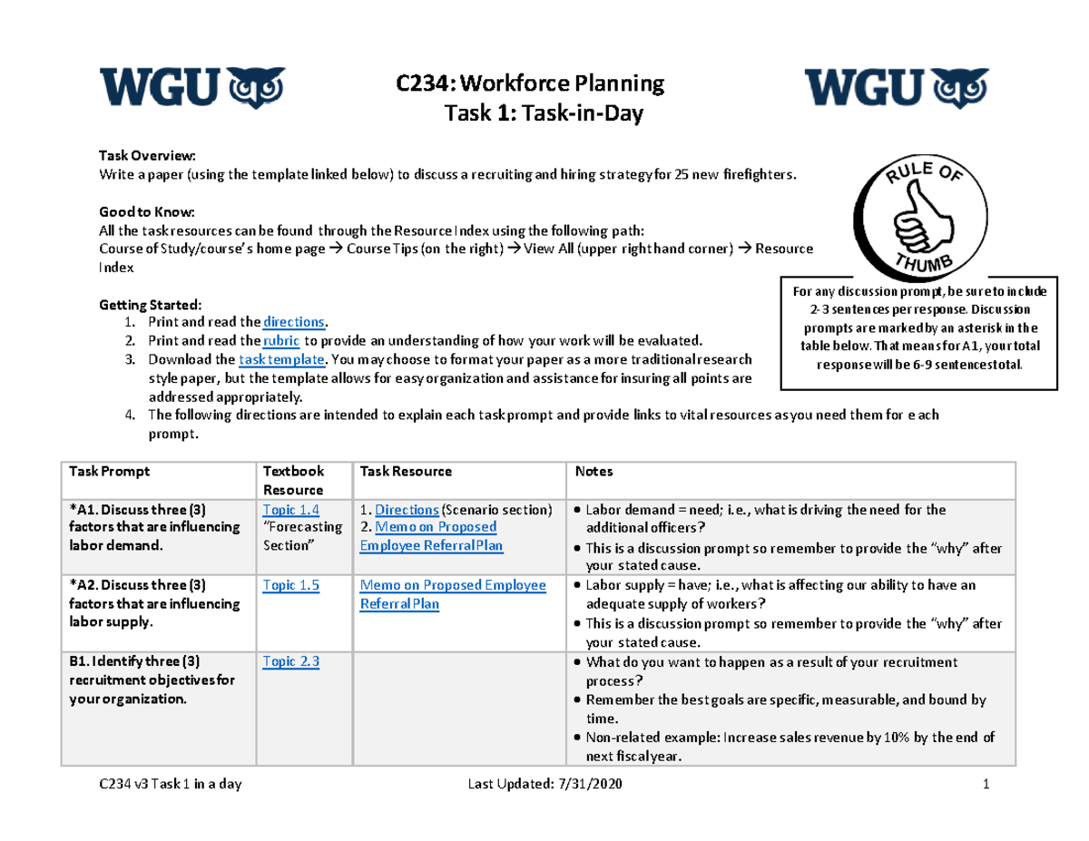 C234 Task 1 in a day - Task 1 in a day Guide - C234: Workforce Planning ...
