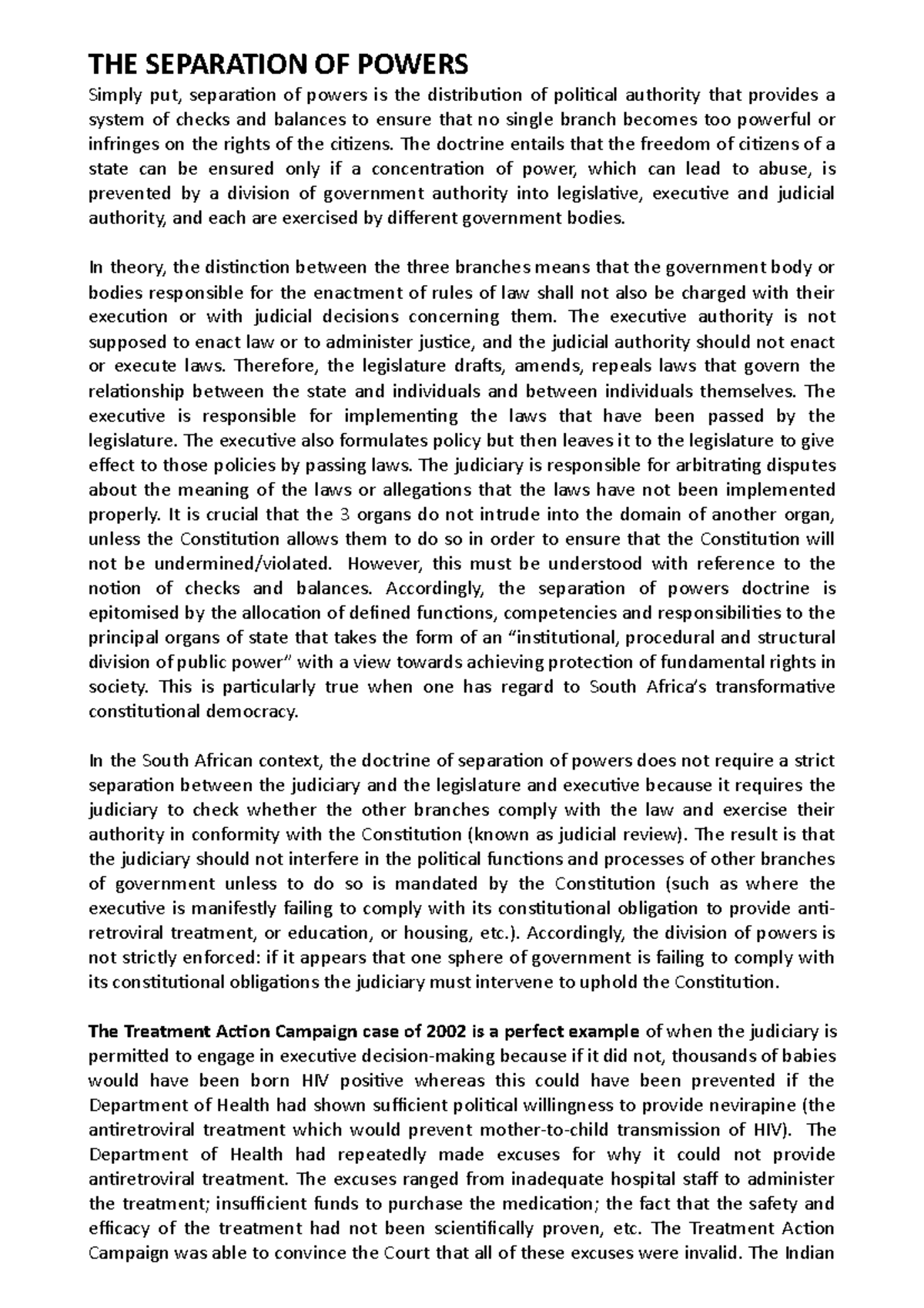 04 CSL2601 2017 The Seperation Of Powers - THE SEPARATION OF POWERS ...