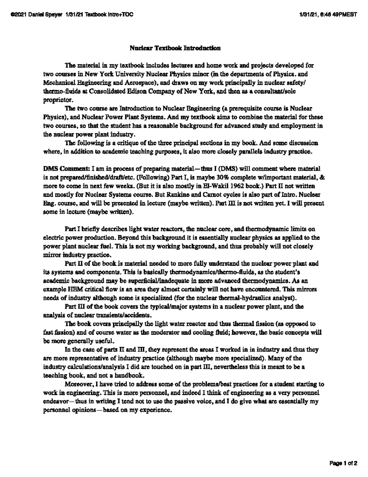 Speyer ch 1 - First chapter professor notes - ME-UY 4373 - NYU - Studocu