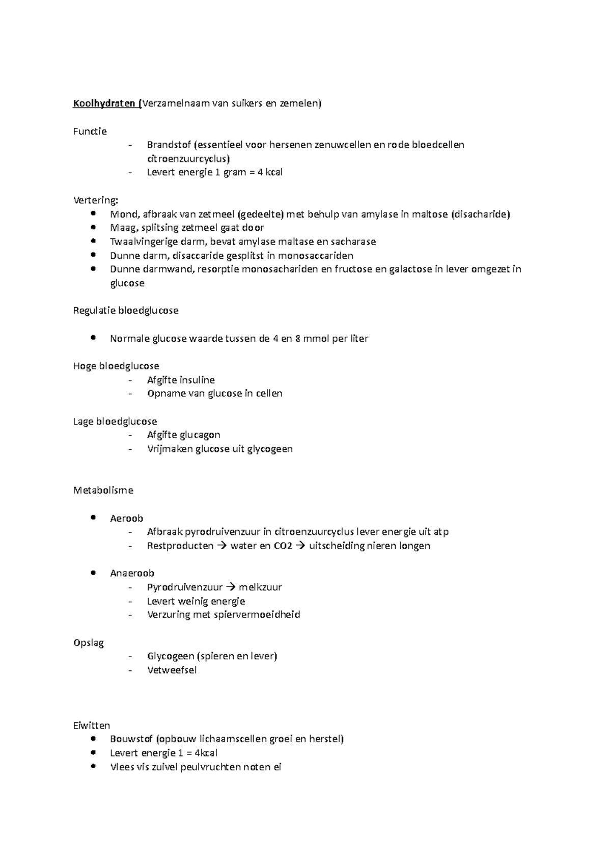 Voeding casus 3 les 1 - Koolhydraten (Verzamelnaam van suikers en ...